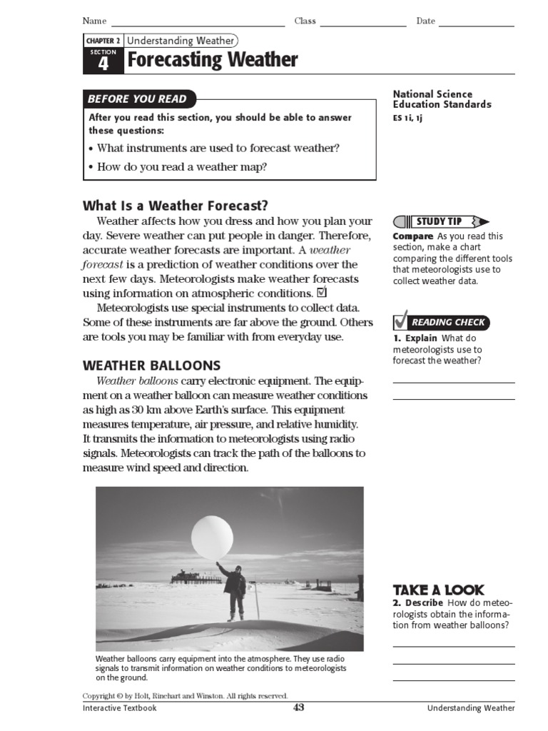 Interactive Textbook 2 4 Forcasting The Weather16 | PDF | Weather ...