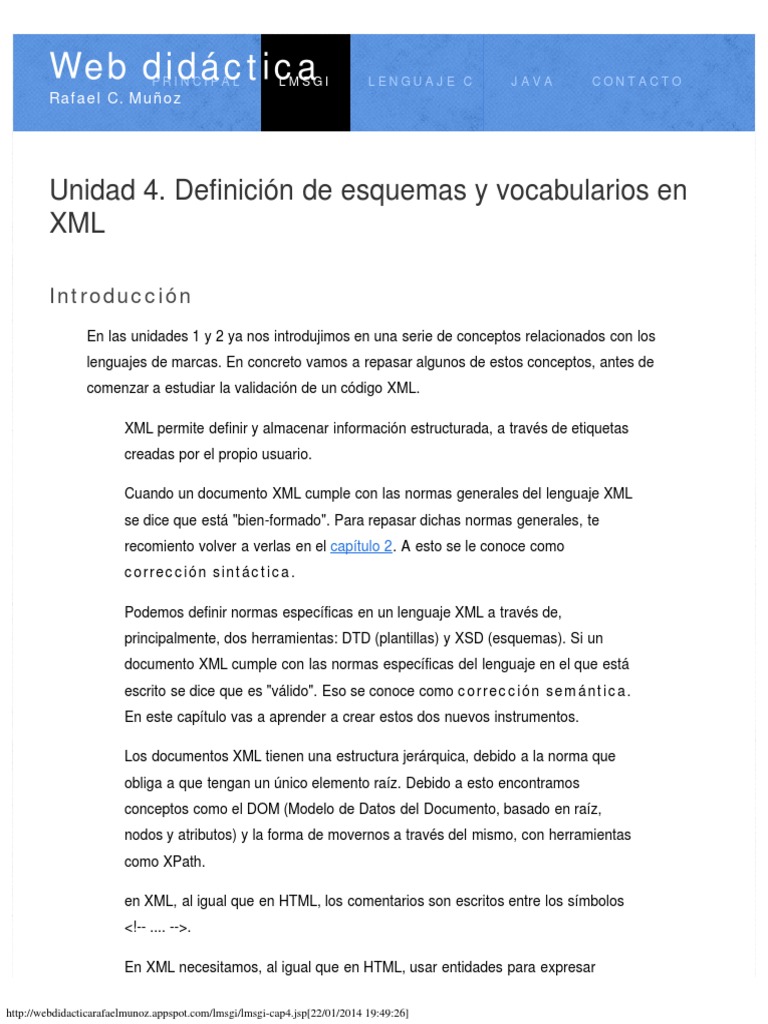 Lgmsi - Unid 4.Dtd y XSD | PDF | Estándares del consorcio World Wide Web | Xml