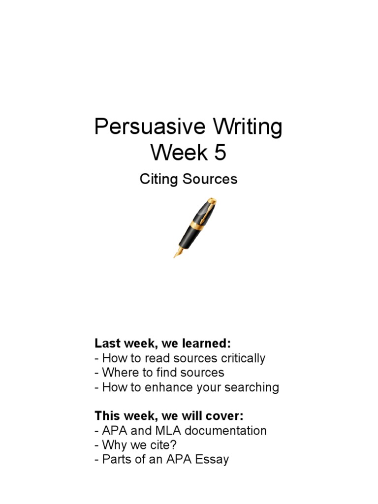Persuasive Writing Week 5 | PDF | American Psychological Association ...