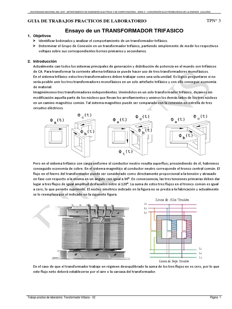 Grupo de Conexión de Transformadores Trifásicos 3 | PDF | Transformador | Inductor
