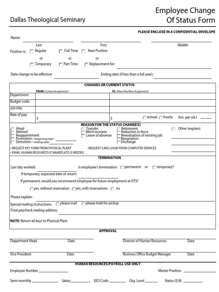 Employee Status Change Form | PDF