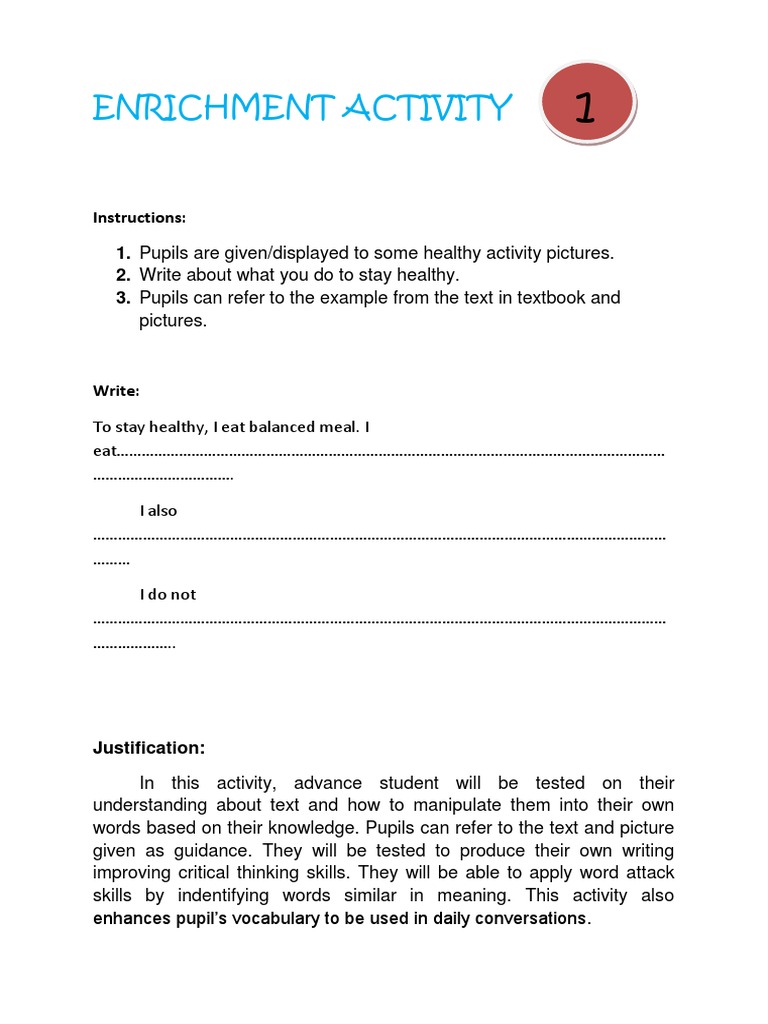 Healthy Habits Writing Task | PDF