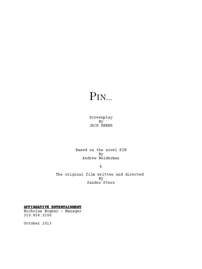 "Pin: A Halloween Screenplay" | PDF | Clothing | Wellness