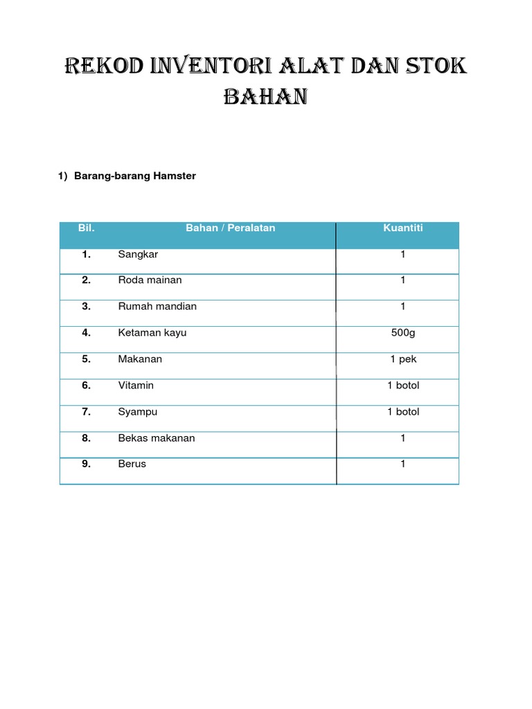 Contoh Rekod Inventori Panitia Rekodraya - vrogue.co