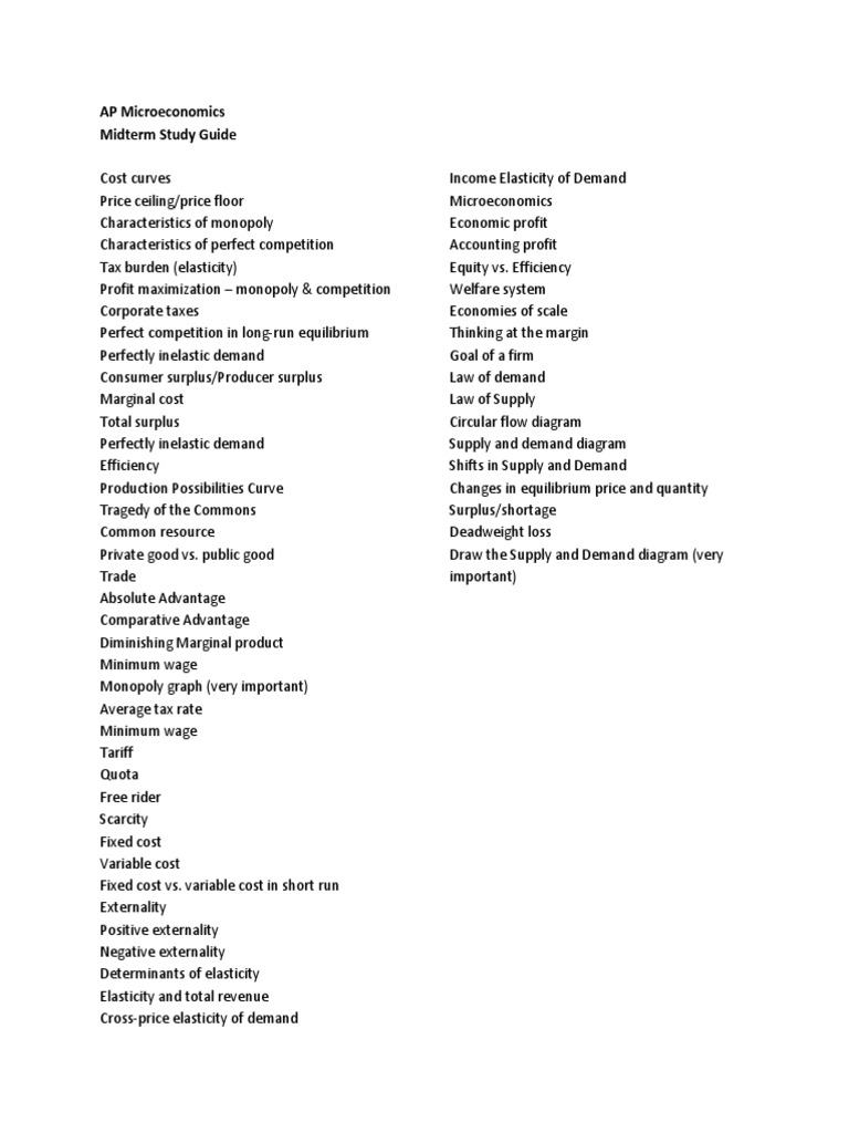 AP Microeconomics Midterm Guide | PDF | Supply And Demand | Price ...
