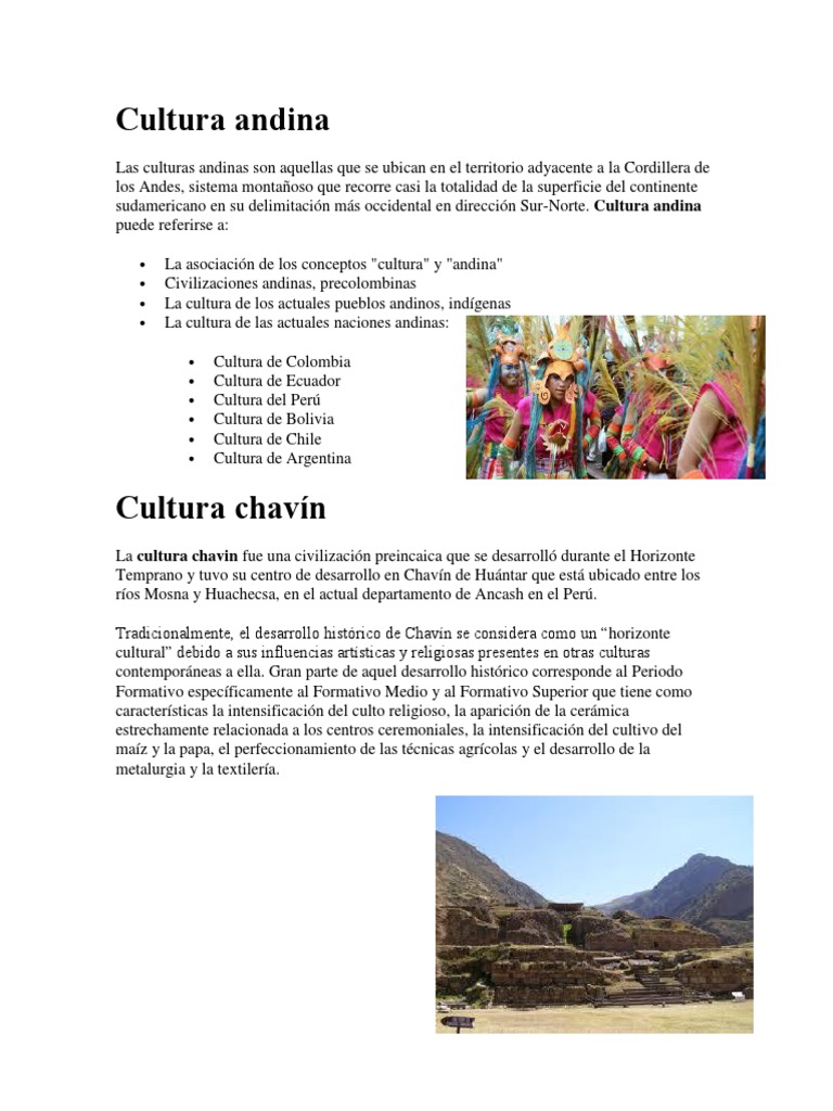 Cultura Andina | PDF | Andes | América del Sur