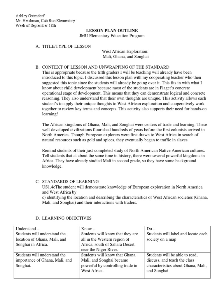 West African Kingdoms Lesson Plan | PDF | West Africa | Lesson Plan