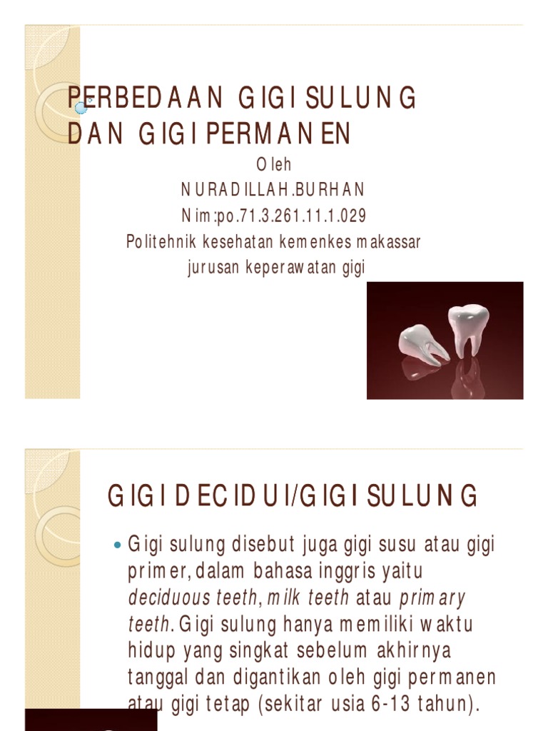 Perbedaan Gigi Sulung Dan Permanen | PDF