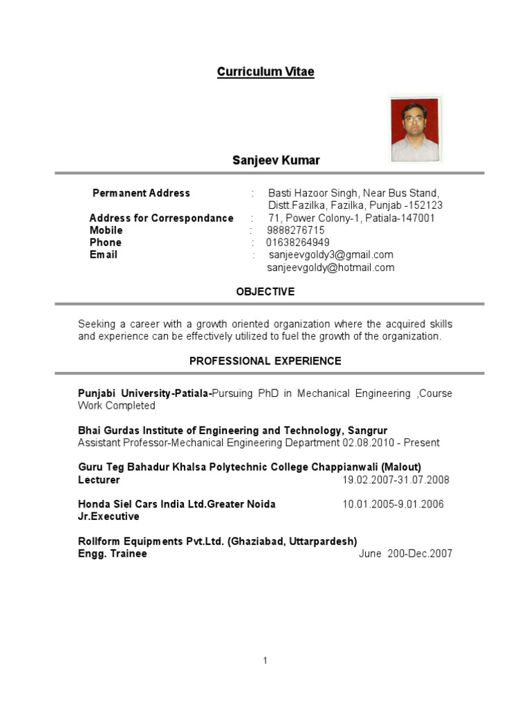 Updated CV Sanjeev | PDF | Punjab | Sikhism