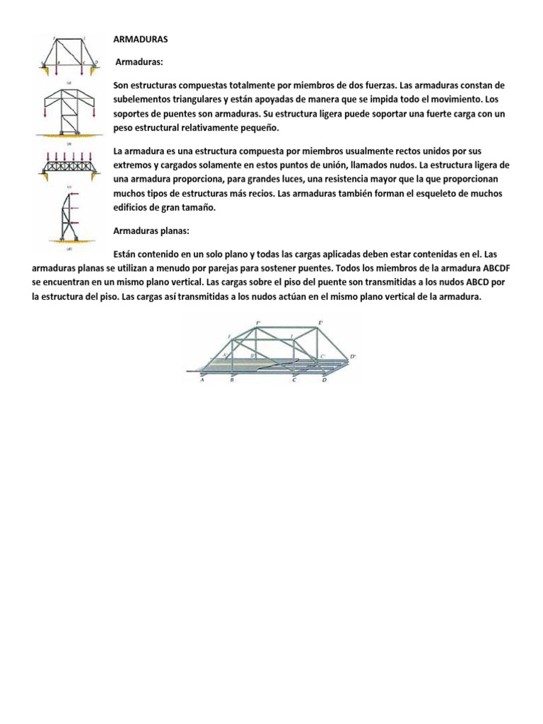 Tipos y Estructuras de Armaduras | PDF | Puente | Techo