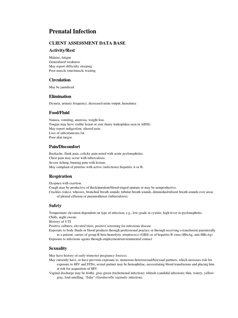 NCP: Prenatal Infection | Hiv/Aids | Hepatitis