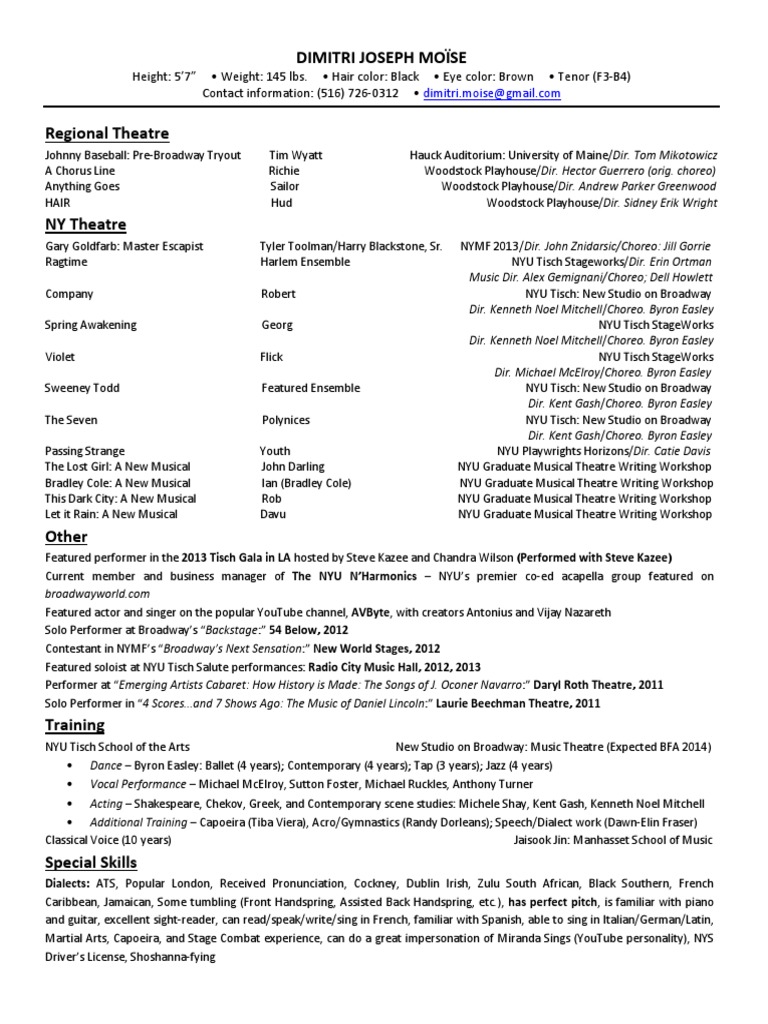 Dimitri Moise | PDF | Musical Theatre | Entertainment