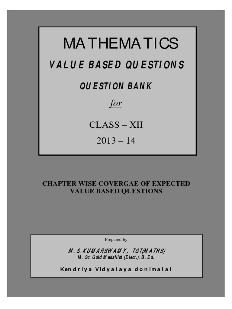 2037977530maths Value Based Question Bank For Class Xii 2013-14 | PDF ...