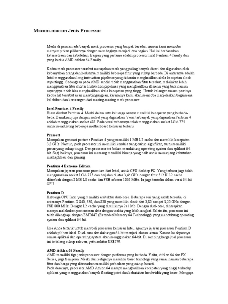 Macam Macam Processor | PDF