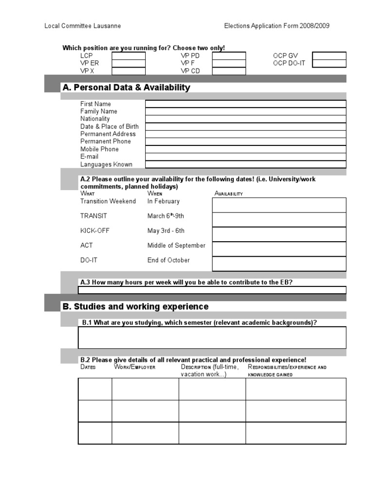 Elections Application Form | PDF | Behavior Modification | Cognition