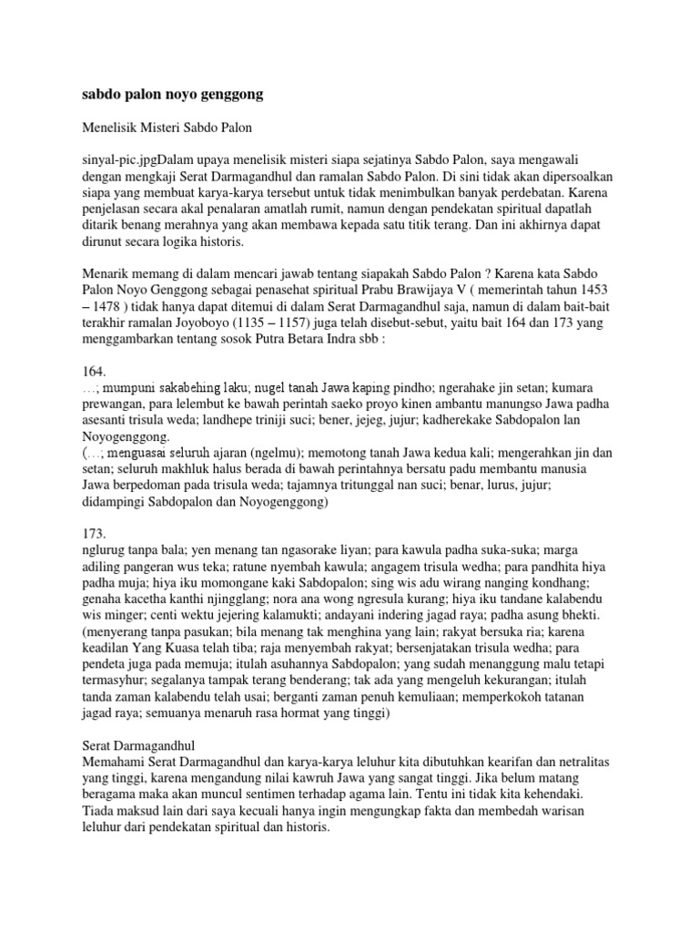 Sabdo Palon Noyo Genggong | PDF