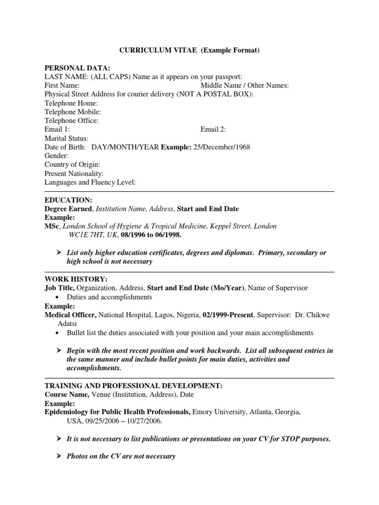 CV Format | PDF