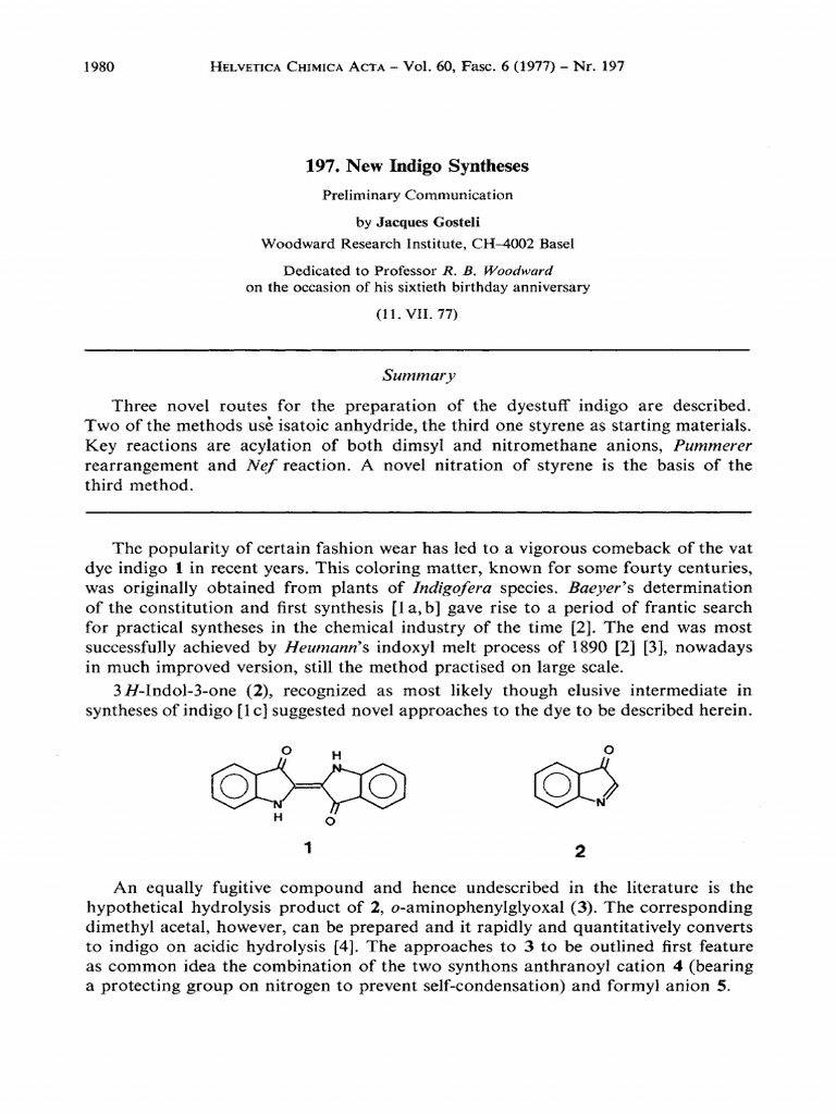 Indigo Synthesis | PDF | Dye | Aldehyde