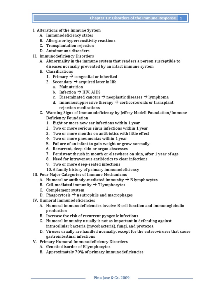 Chapter 19: Disorders of The Immune Response 1: Eina Jane & Co. 2009 ...