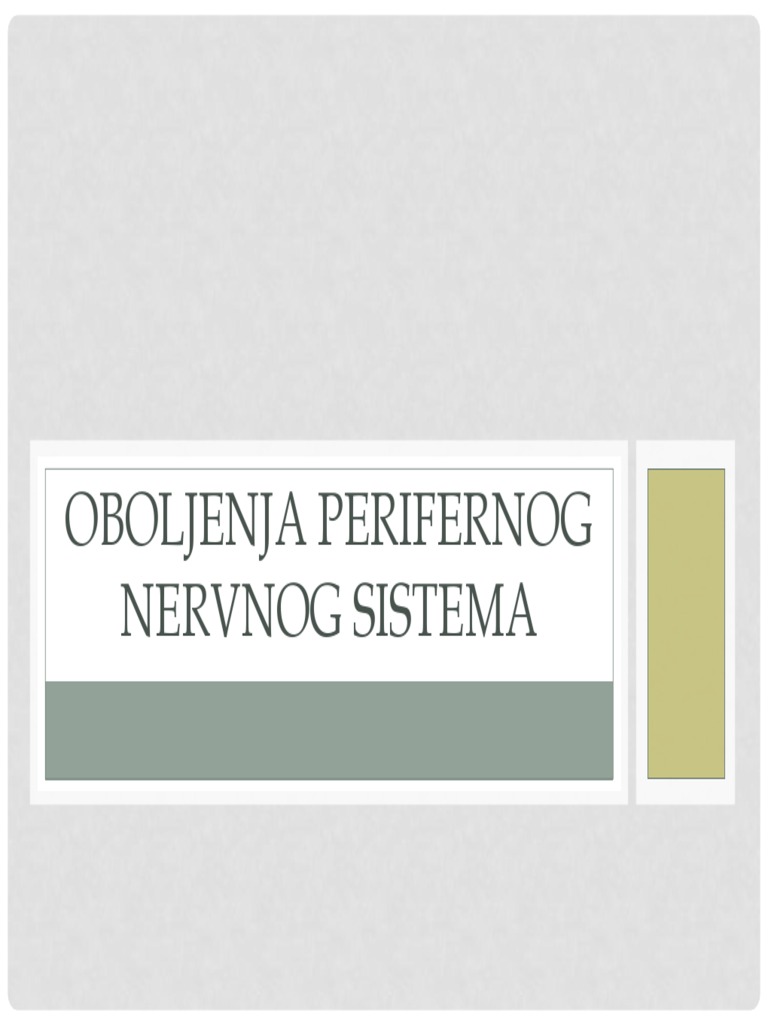 6. Oboljenja Perifernog Nervnog Sistema
