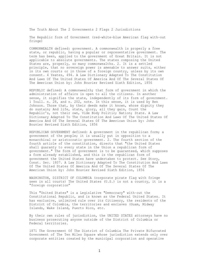 The Truth About The 2 Governments 2 Flags 2 Jurisdictions | PDF | U.S ...