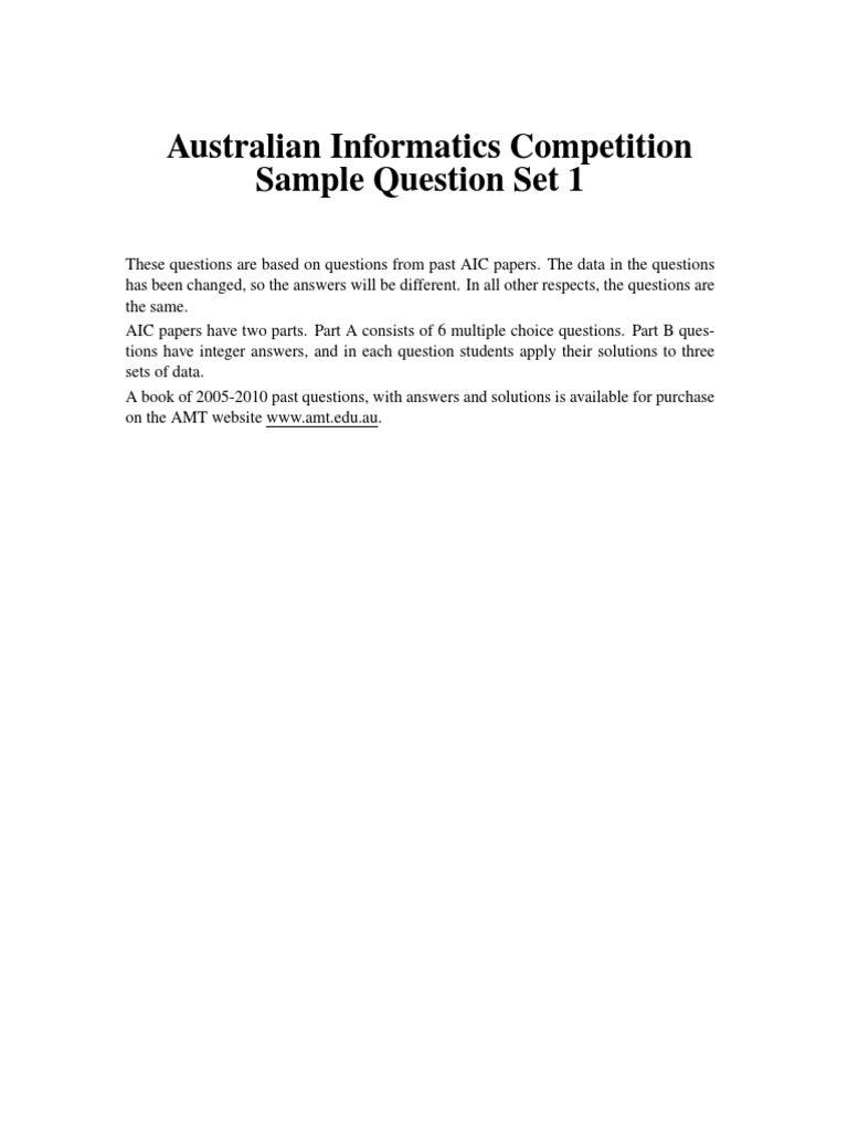 AIC Sample Questions Set 1 | PDF | Teaching Mathematics