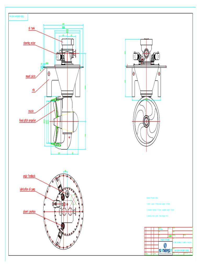 Outline Drawing of Azimuth Thruster-mv-0080-10-Pusher Vessel | PDF