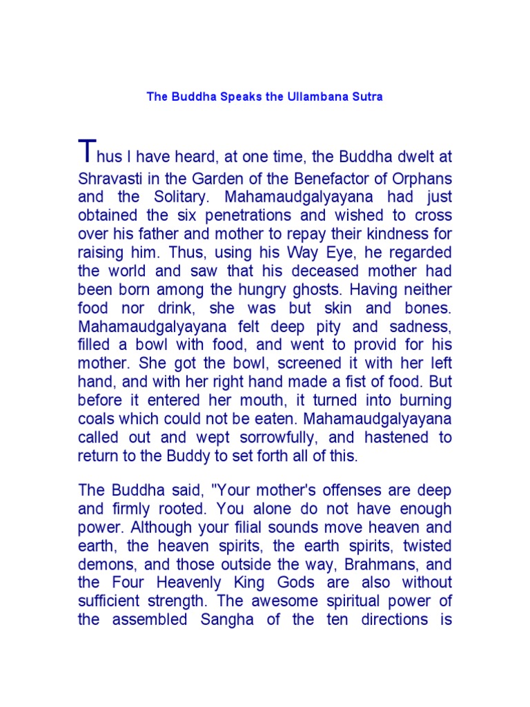 Ullambana Sutra | PDF | Gautama Buddha | Religious Behaviour And Experience