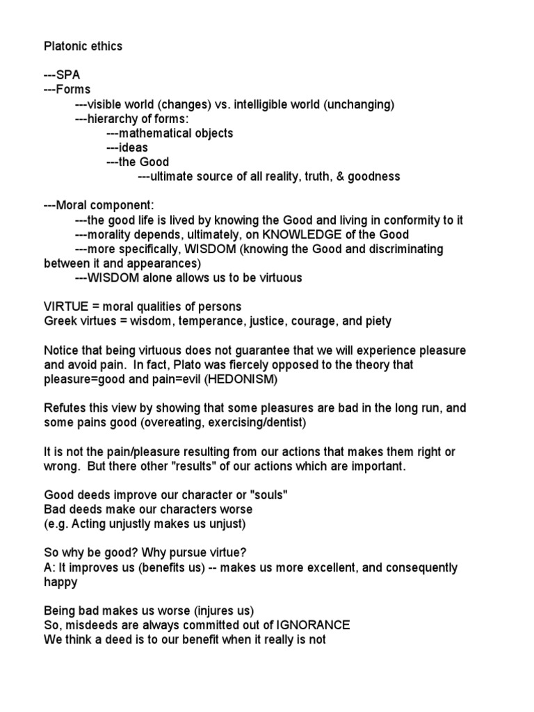 Platos Ethics | PDF | Virtue | Plato