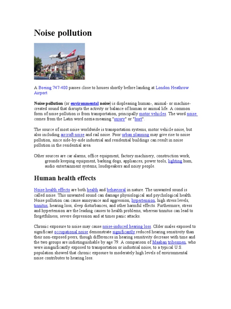 Noise Pollution: Human Health Effects | PDF | Hearing Loss | Hearing
