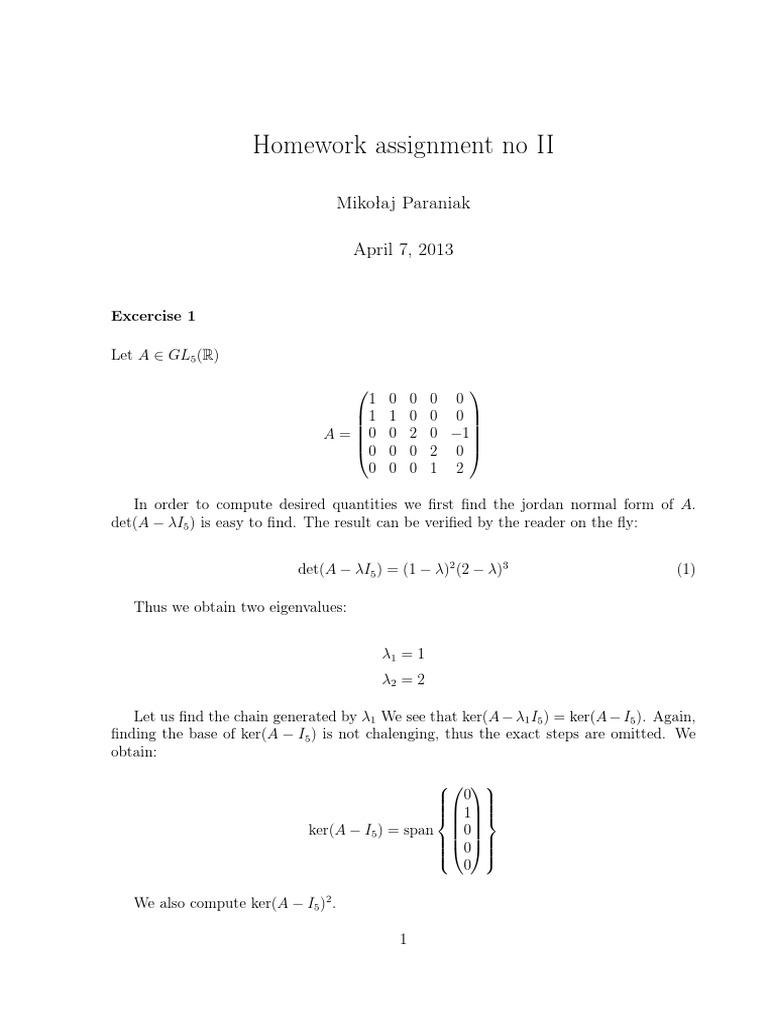 Linear Algebra Exercise | PDF | Eigenvalues And Eigenvectors | Functions And Mappings