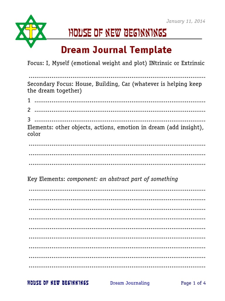 Dream Journal Template Guide | PDF | Self-Improvement