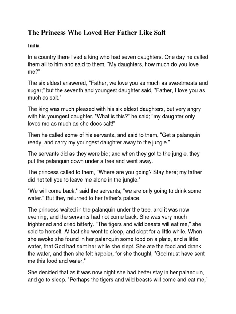 The Princess Who Loved Her Father Like Salt | PDF | Fairies