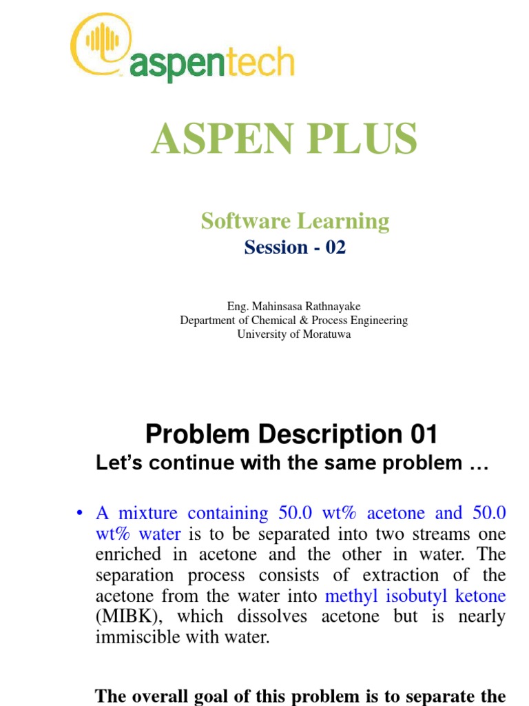 ASPEN PLUS Lecture Presentation | PDF | Simulation | Sensitivity Analysis