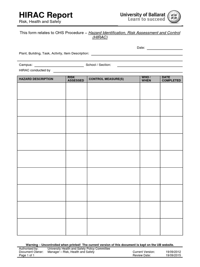 HIRAC Report Template | PDF