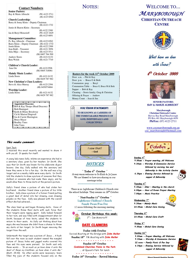 Maryborough Christian Outreach Contacts | PDF | Religious Behaviour And ...