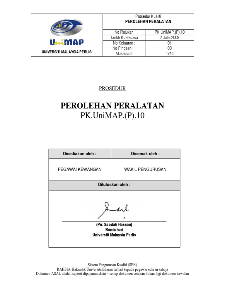 Prosedur Perolehan Peralatan (00081) | PDF