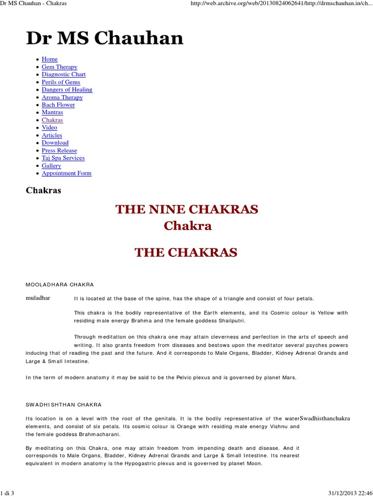 DR MS Chauhan - Chakras | PDF | Chakra | Tantra
