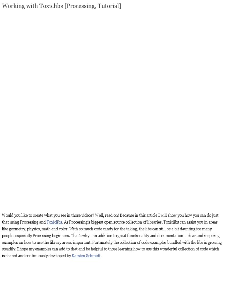 Working With #Toxiclibs - #Processing Tutorial by Amnon Owed | PDF | Integer (Computer Science ...
