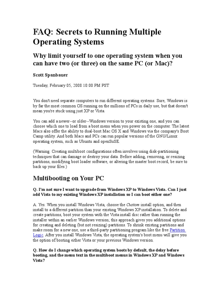 Multi Booting Your Pc Pdf Mac Os X Leopard Booting