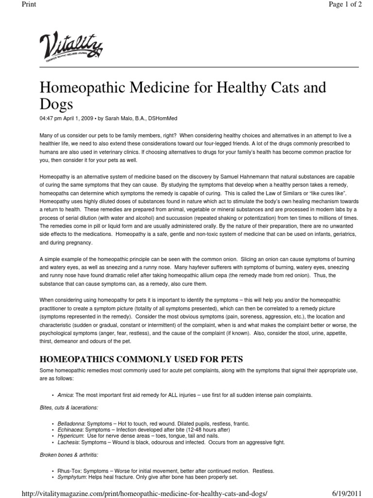 Homeopathic Medicine For Healthy Cats and Dogs: Homeopathics Commonly ...