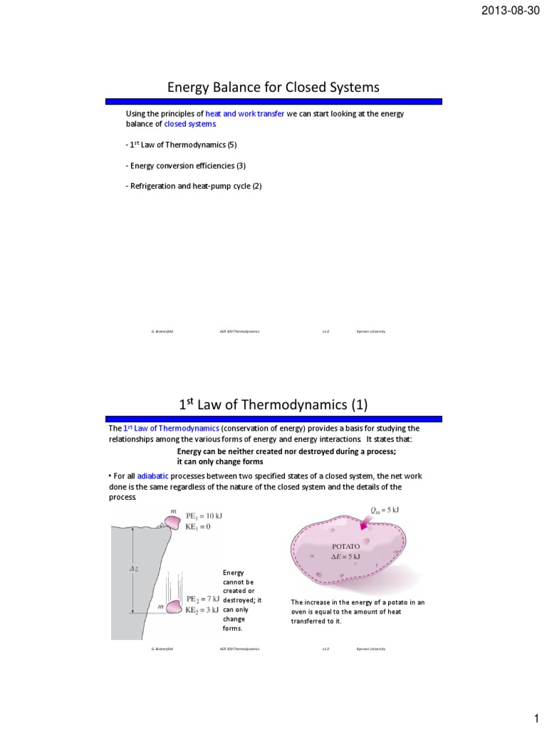 Energy Balance For Closed Systems | PDF | Heat | Thermodynamics