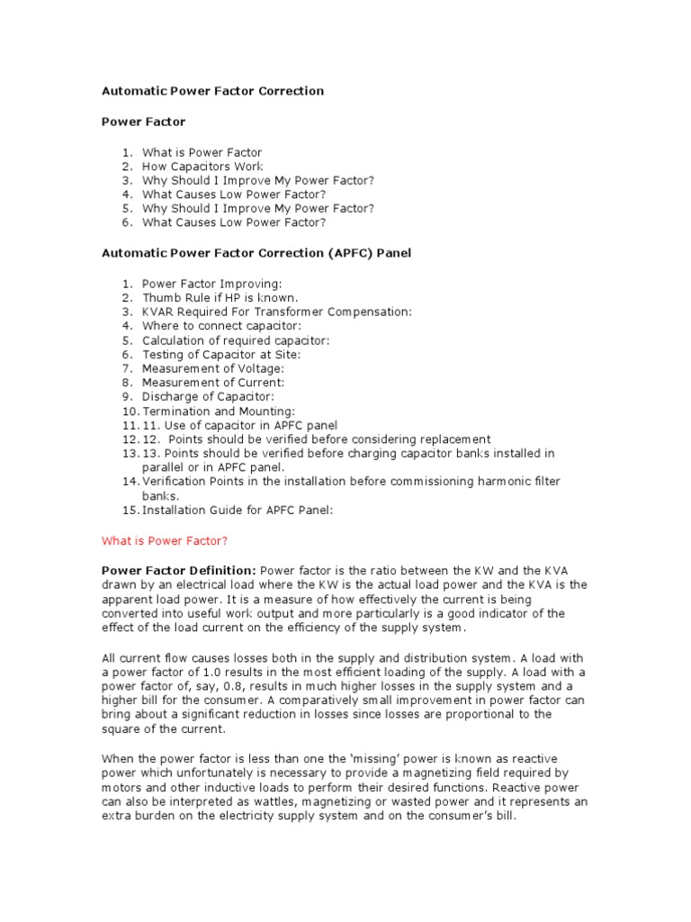 Auto Power Factor Correction | Download Free PDF | Capacitor ...