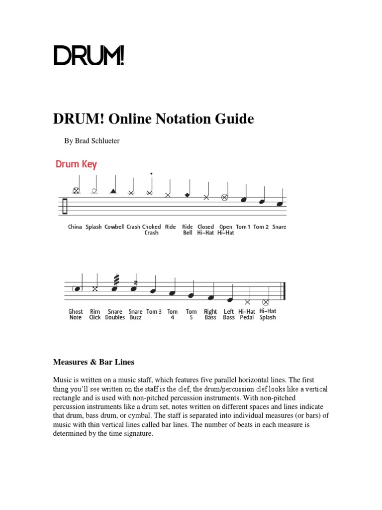 Drum Notation Guide | PDF | Musical Notation | Musical Compositions