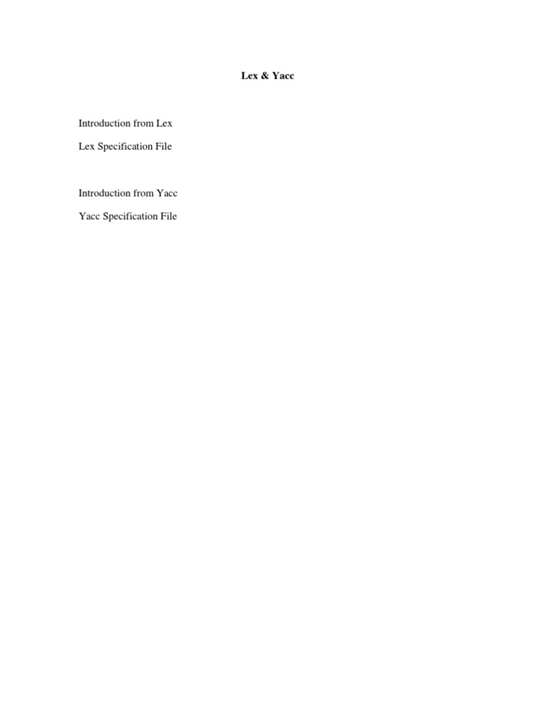 Lex & Yacc | PDF | Parsing | Pointer (Computer Programming) Lex & Yacc | PDF | Parsing | Pointer (Computer Programming)