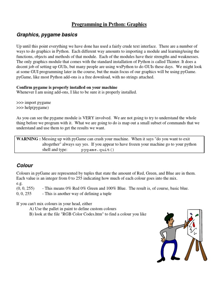 Graphics Pygame Basics Programming In Python Graphics Download Free Pdf Python