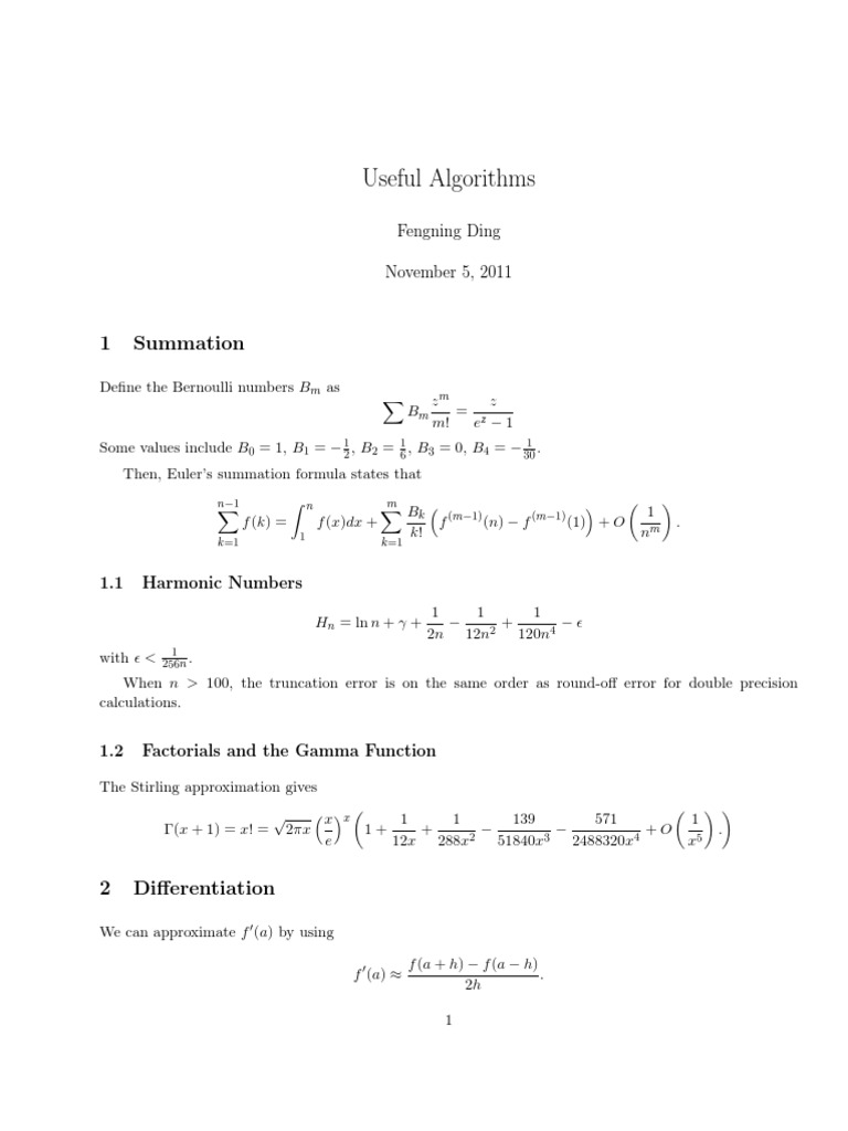 Algorithms | PDF | Summation | Integral