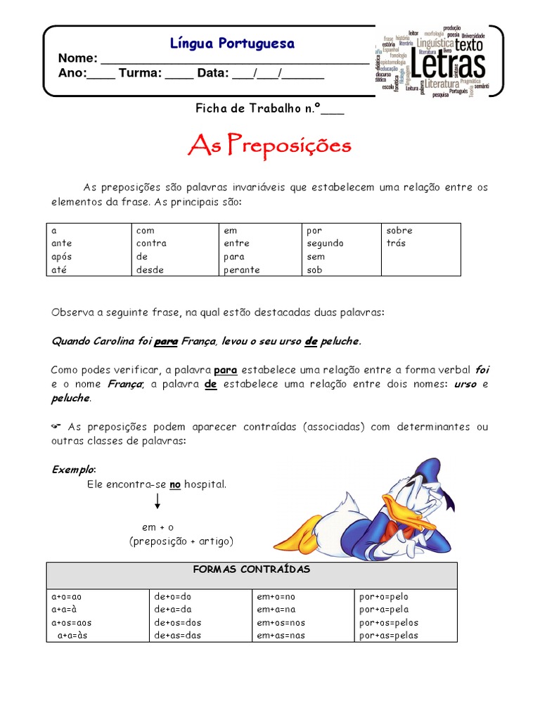 As preposições na língua portuguesa | PDF
