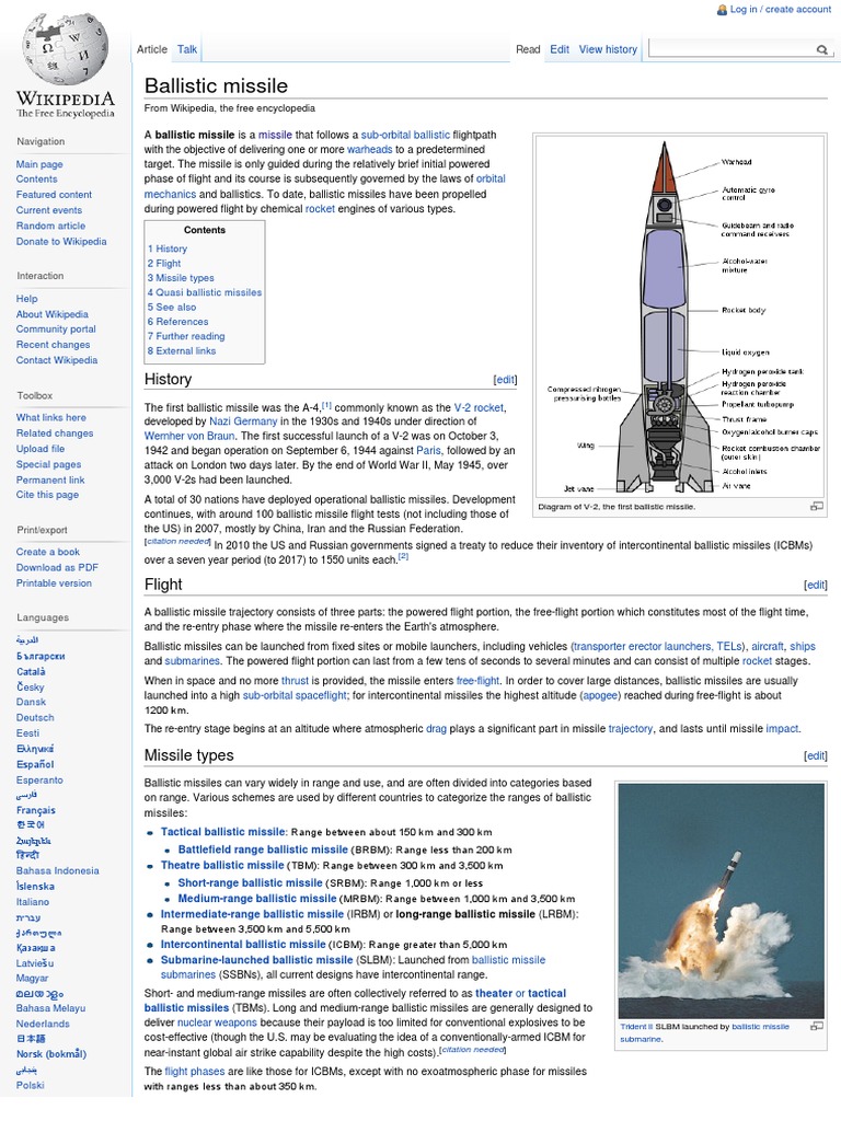 Ballistic Missile: History | PDF | Ballistic Missile | Missile