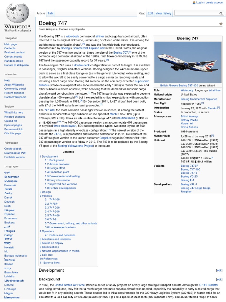 Boeing 747 | PDF | Aircraft | Boeing